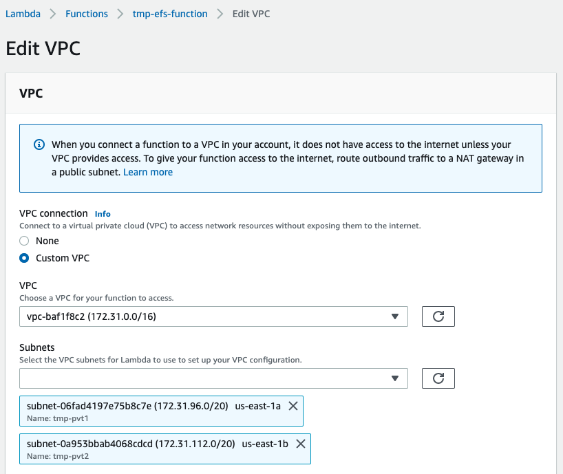 Integrating Amazon EFS with Lambda | SkildOps