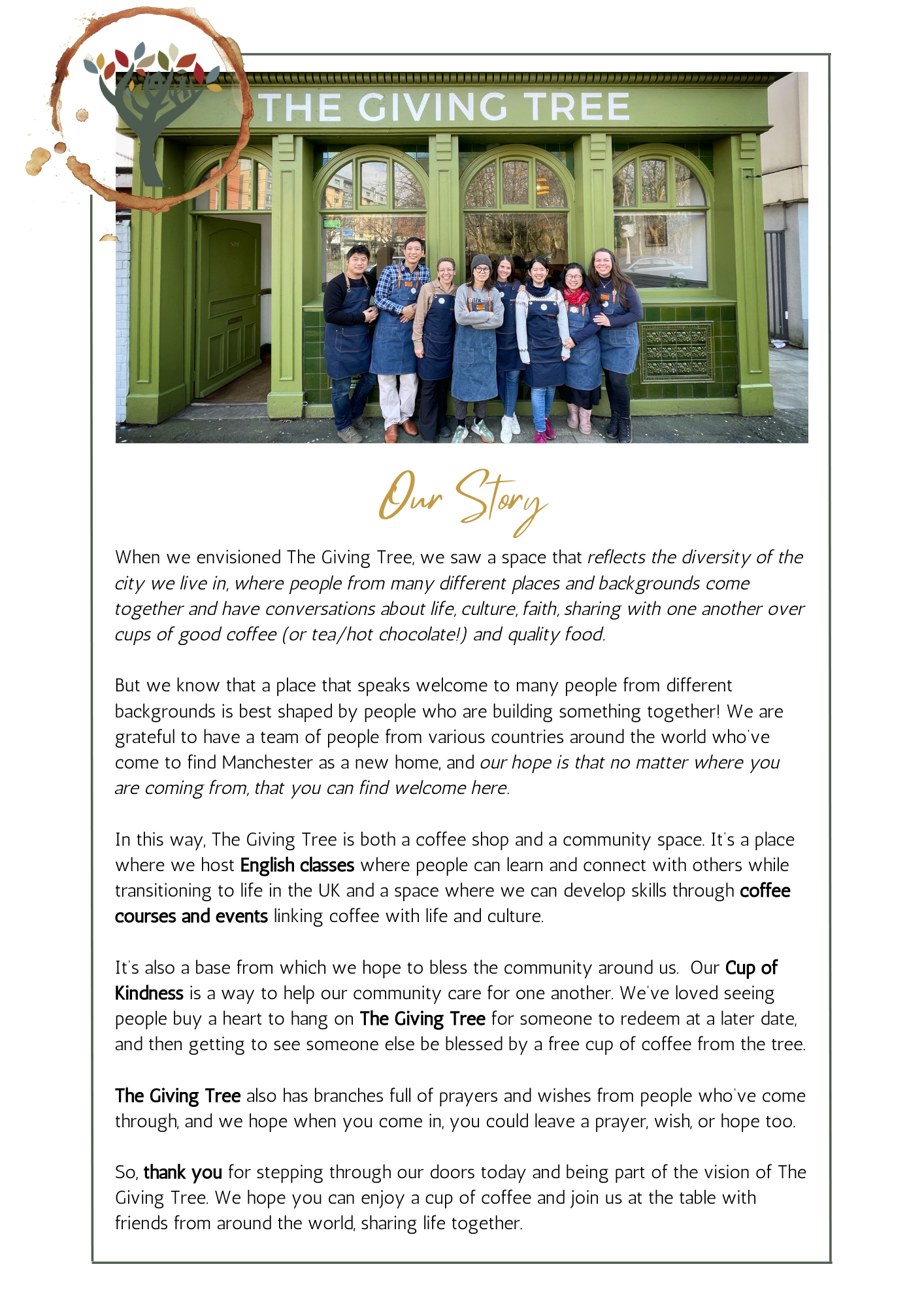 Our Story — The Giving Tree Cafe & Community Hub Manchester