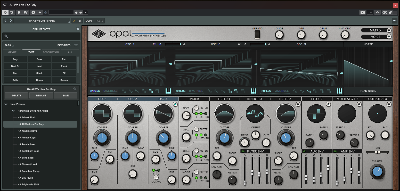 Runaways For Universal Audio Opal Morphing Synthesizer - Synthwave ...