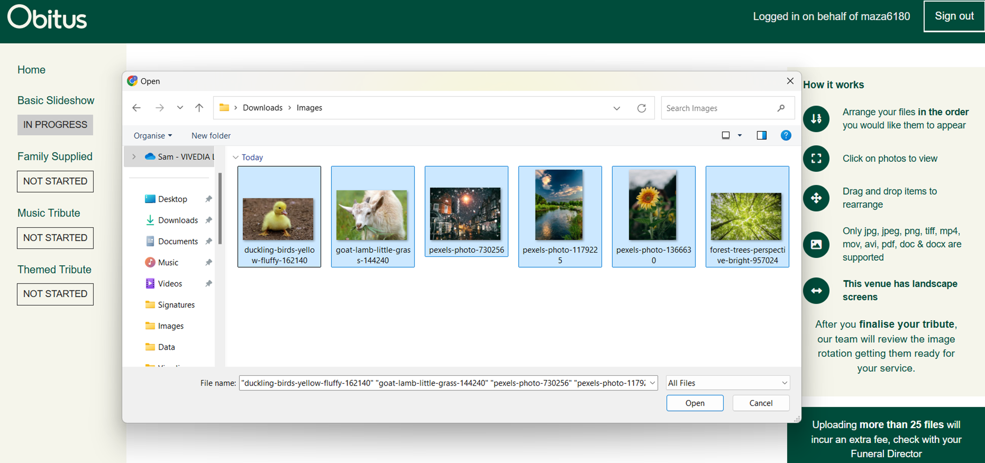 Uploading Media for Your Obitus Tribute — Obitus