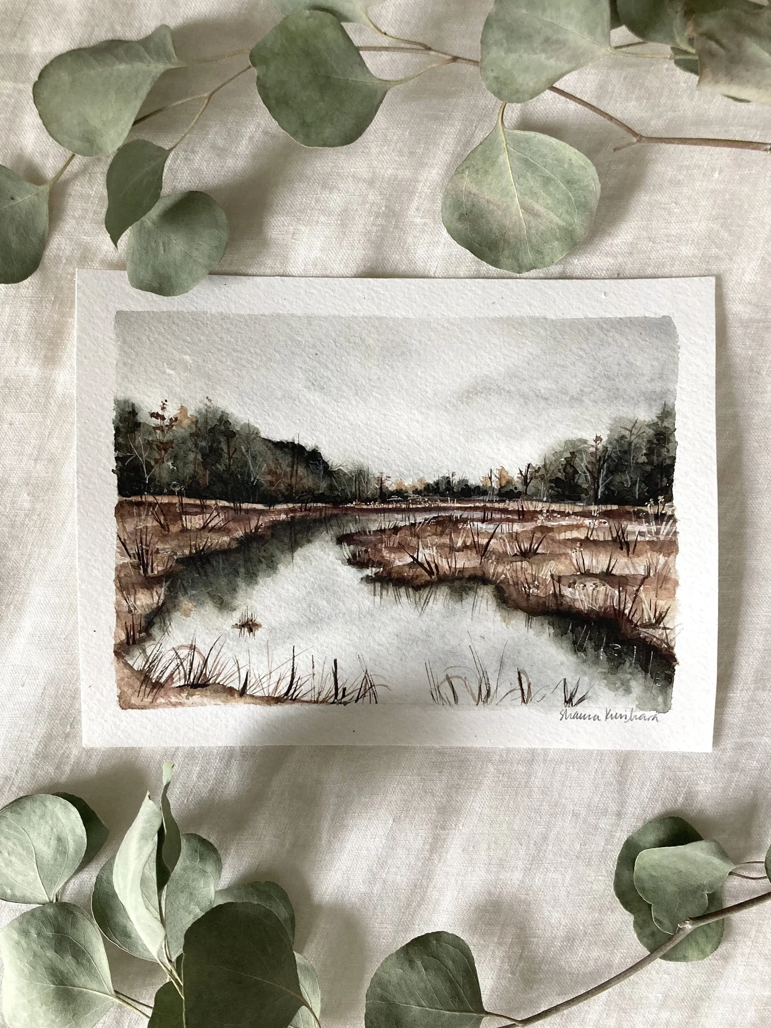 Rooted 3 | Salt Marsh Sunset, Gloucester MA | Original Watercolor ...
