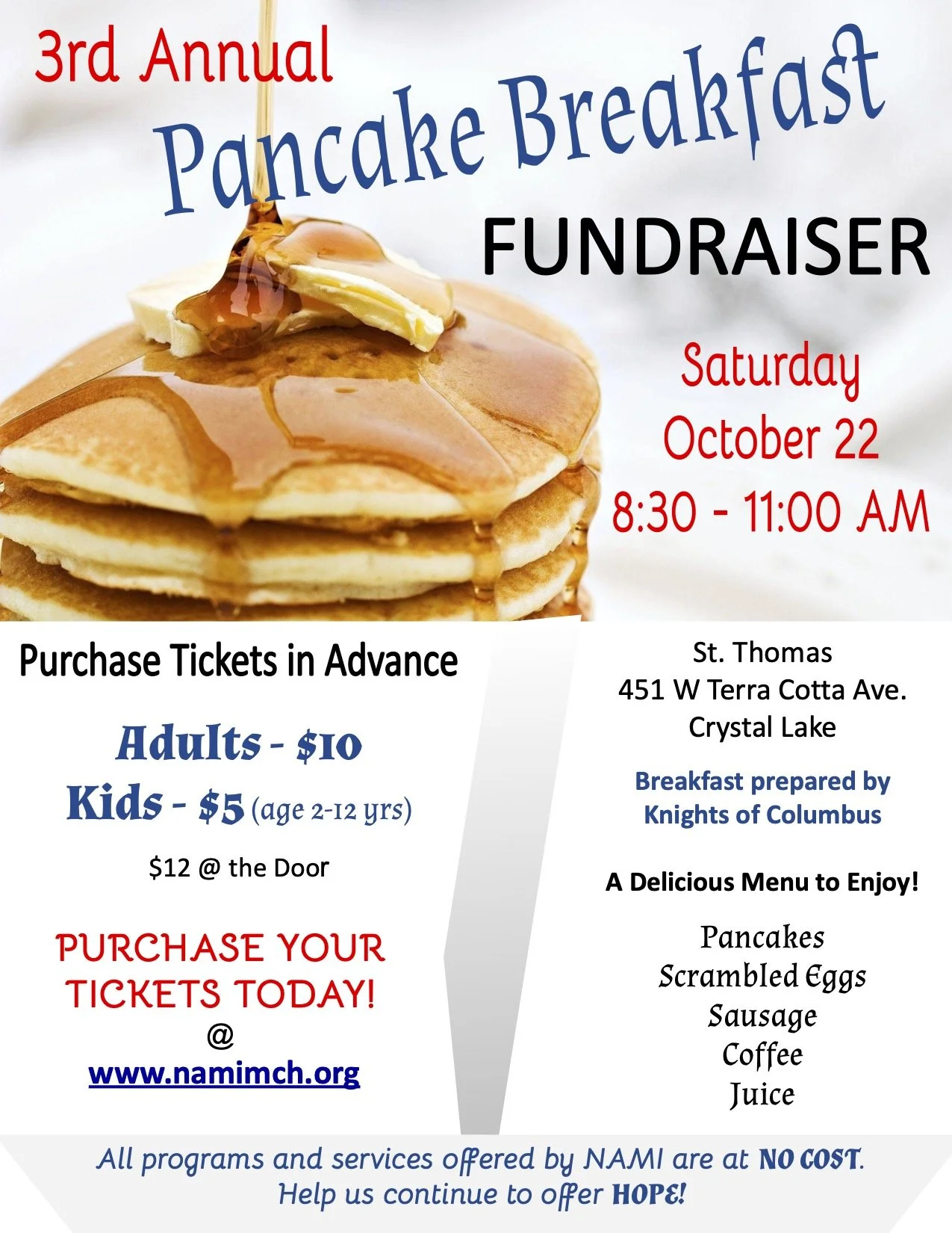 Pancake Breakfast Fundraiser Flyer
