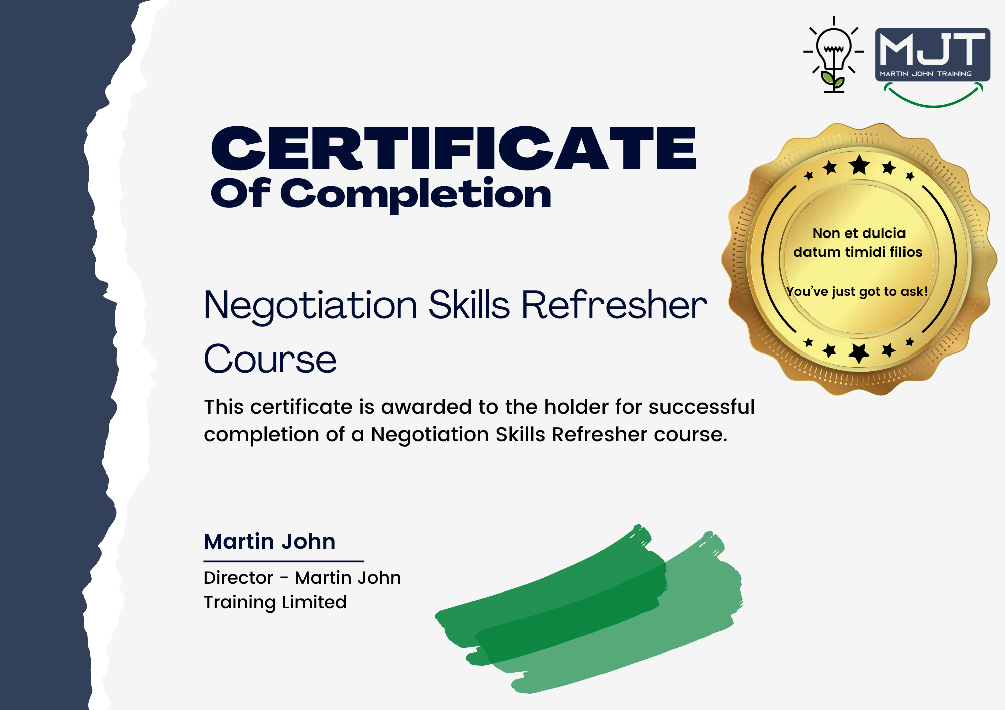 Negotiation Skills Refresher Certificate - Martin John