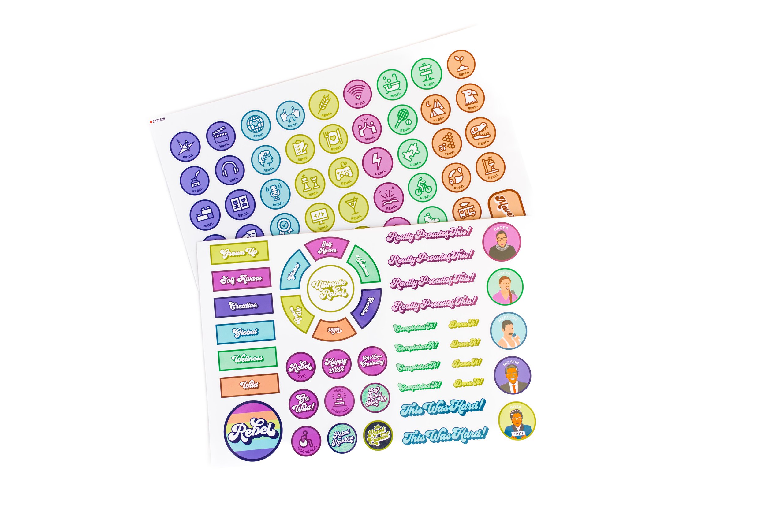 Mixed Sticker Selection (Badges & Journal) — Rebel Badge Store