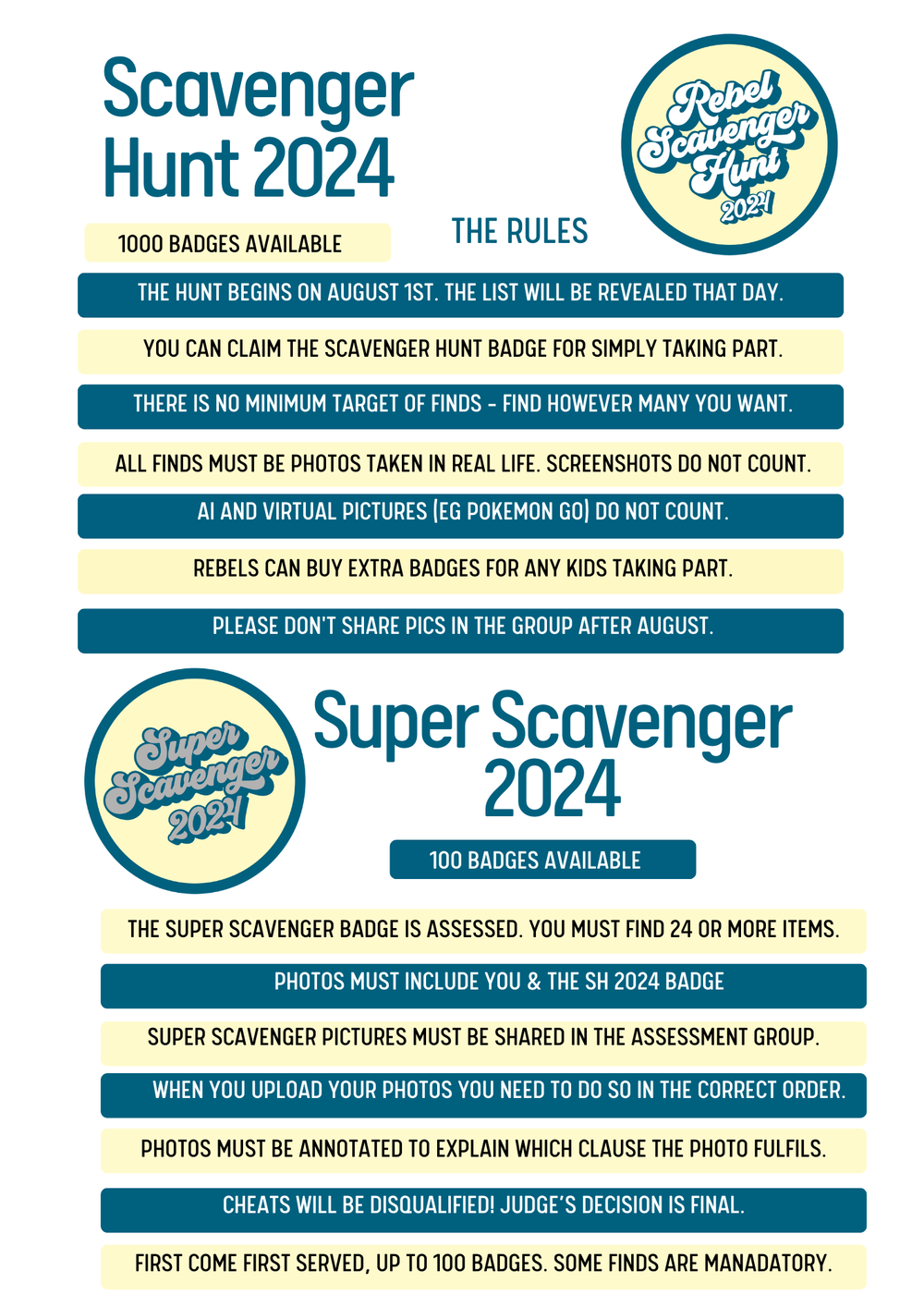 Scavenger Hunt 2024 — Rebel Badge Store