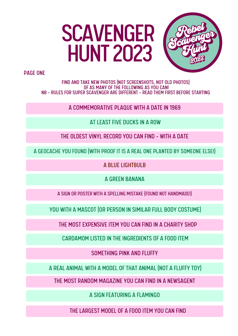 The Scavenger Hunt and Super Scavenger return! — Rebel Badge Store