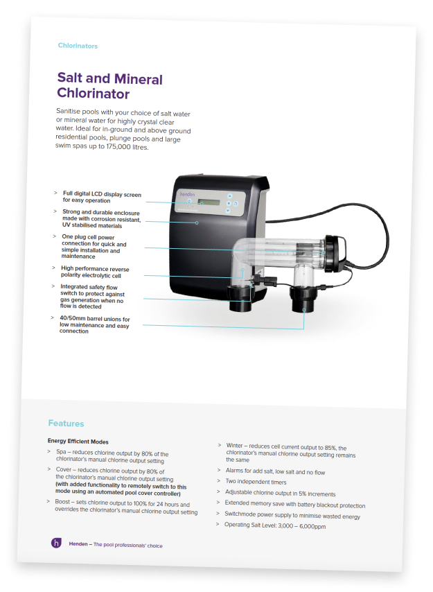 Henden Salt and Mineral Chlorinator 15 — Henden