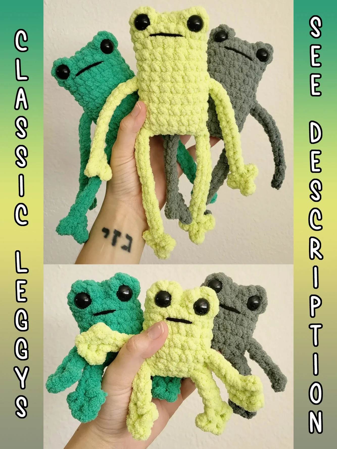 Valentine's Leggy Frogs | Crochet Amigurumi Plushie Toy — Schiller Crafts