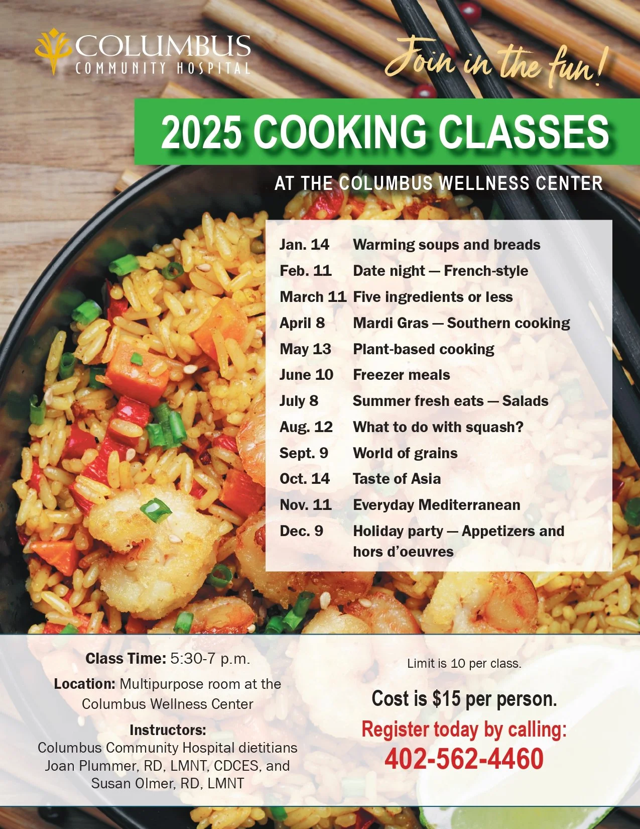 Columbus Community Hospital Wellness Center Announces 2025 Cooking ...