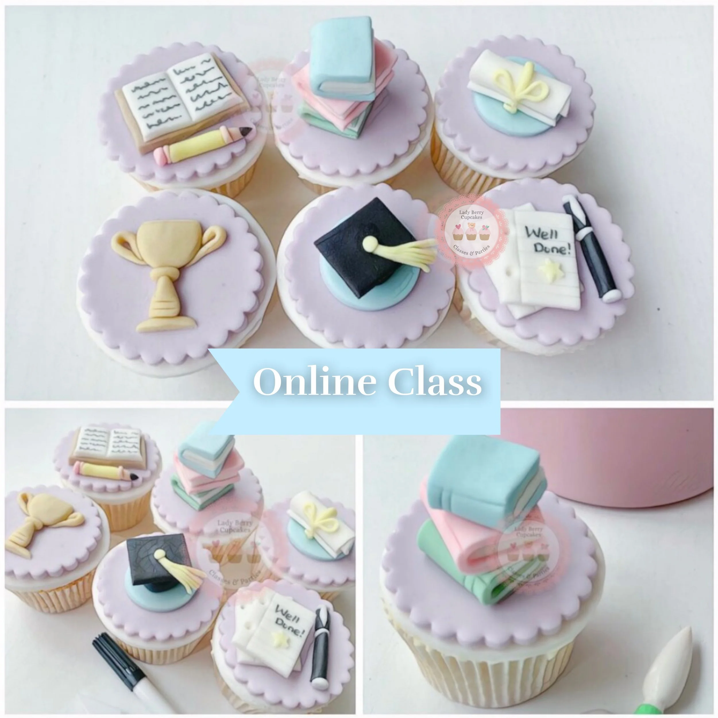 Graduation Cupcake Decorating Class – Fondant Caps & Diploma Designs ...