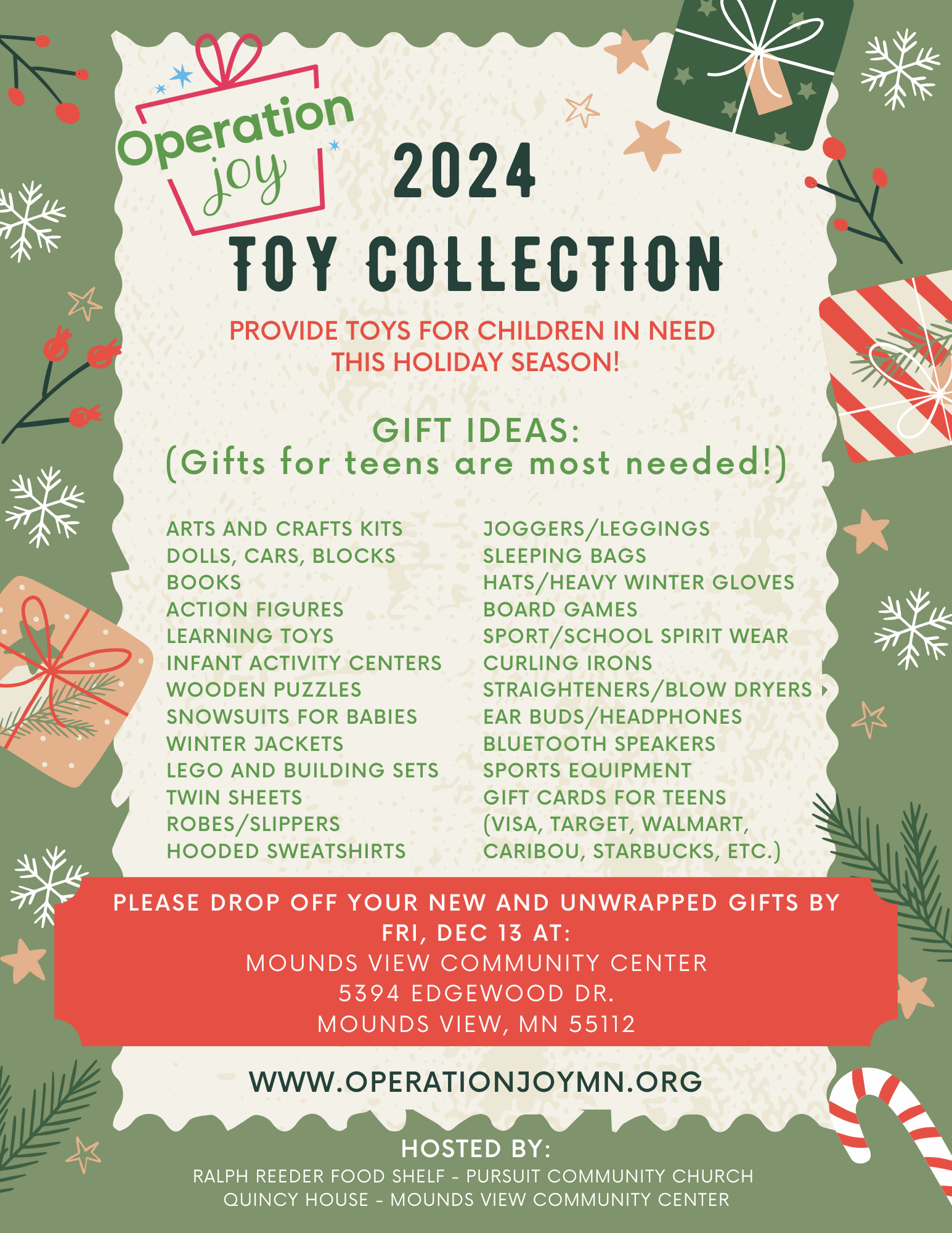 Donate — Operation Joy Toy Drive & Distribution 2023 - Mounds View Minnesota