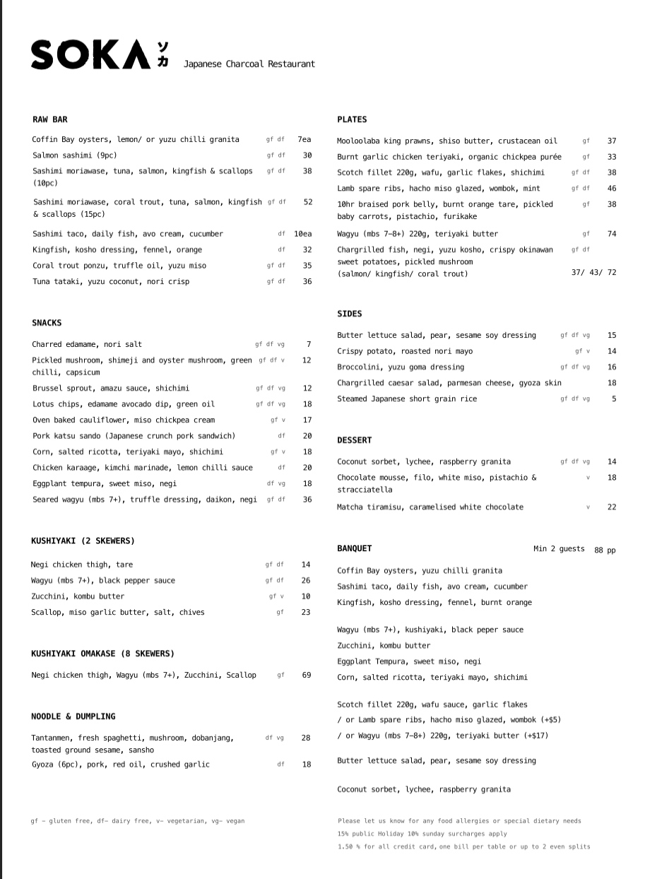 Menu 1 — Soka
