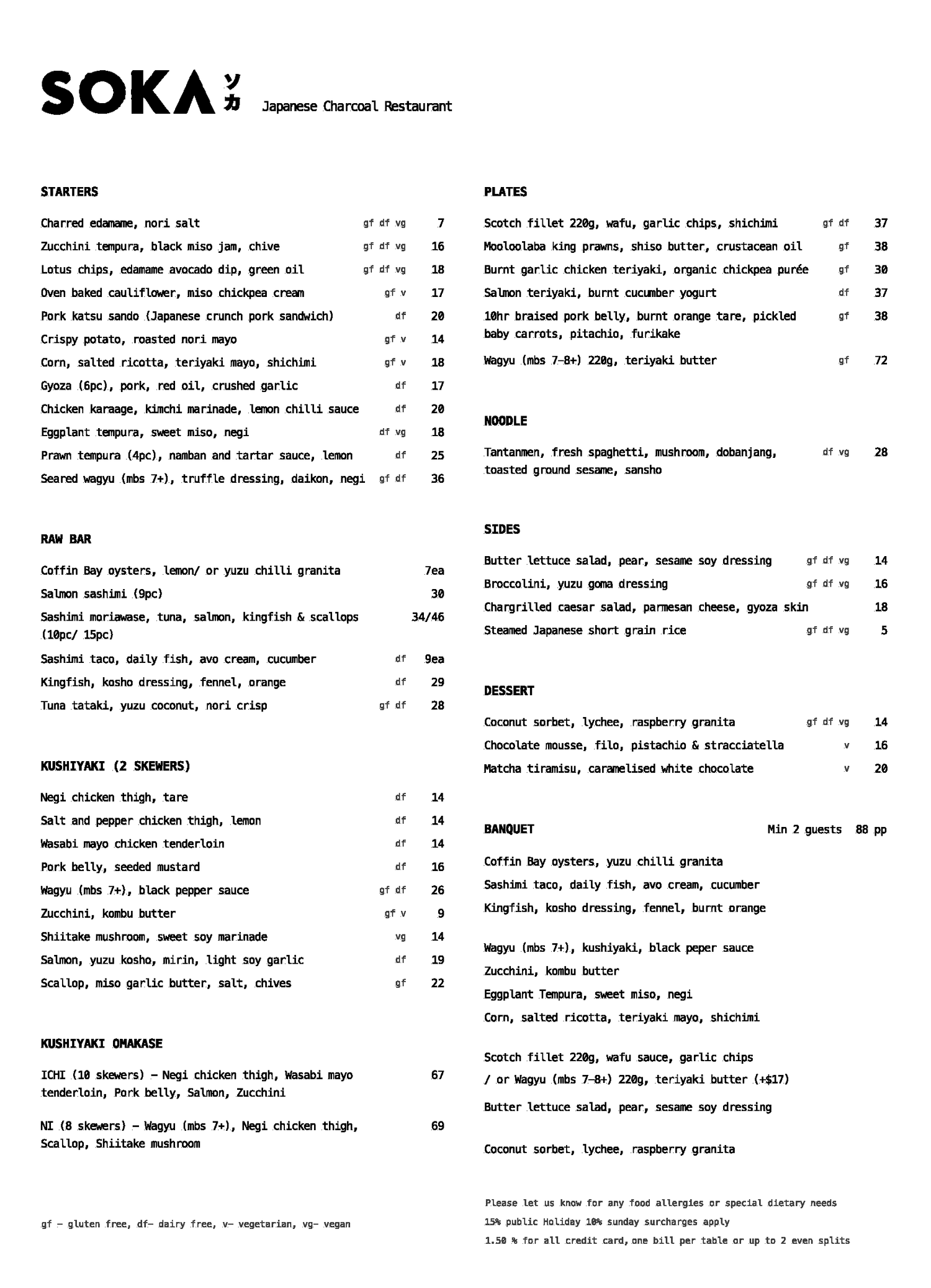 Menu 1 — Soka