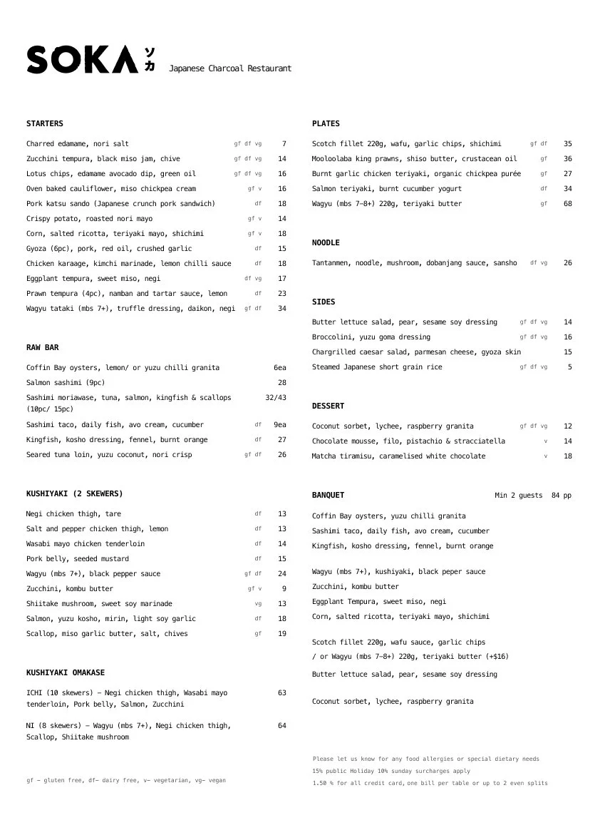 Menu 1 — Soka