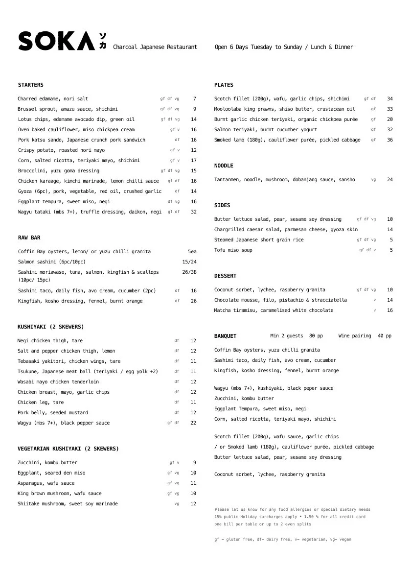 Menu 1 — Soka