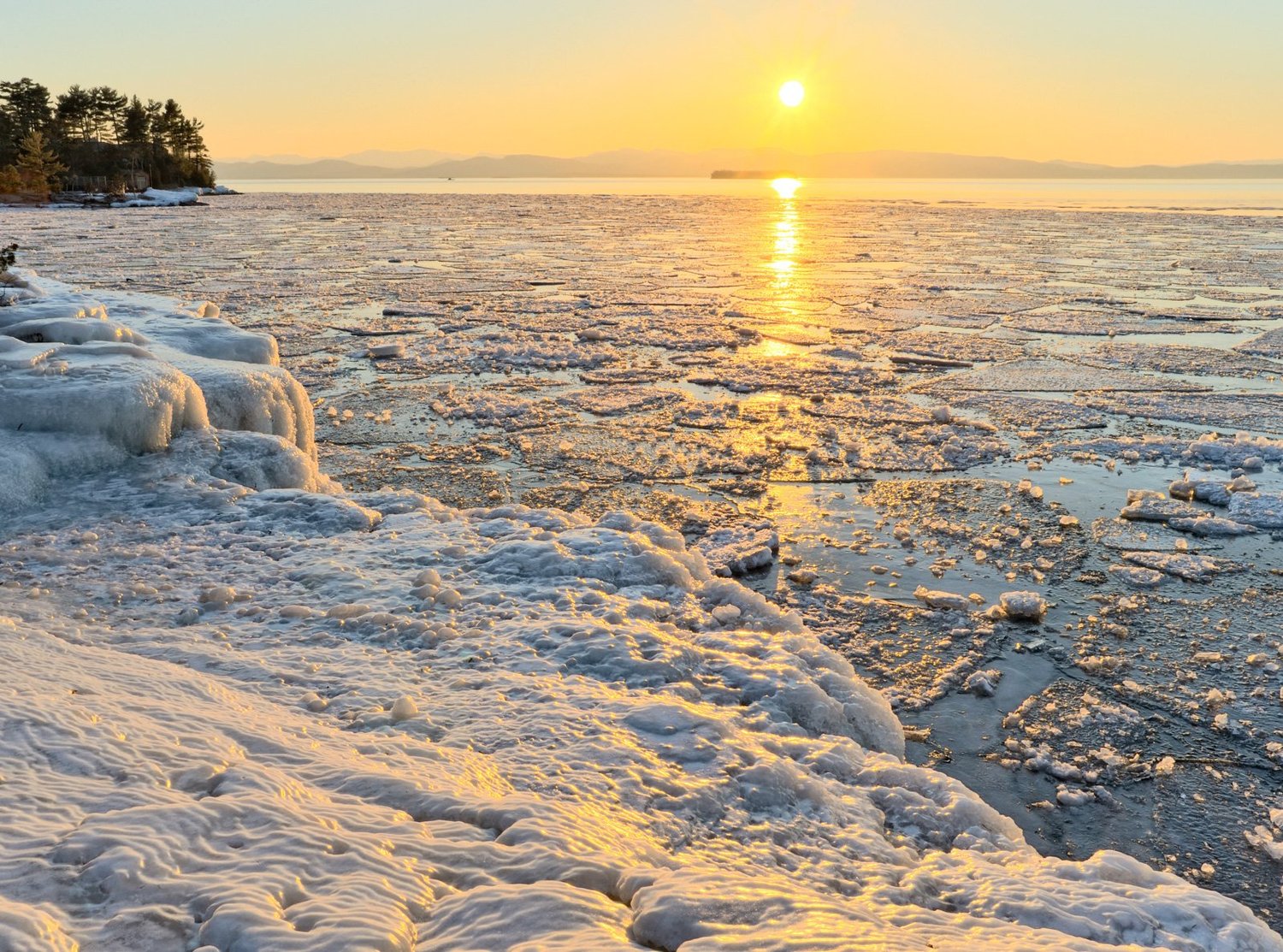 Lake Champlain Ice and Sunset — Jeff Schneiderman Photography