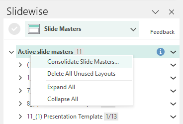 Find unused slide masters in PowerPoint with Slidewise