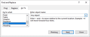 How to find embedded objects in Word