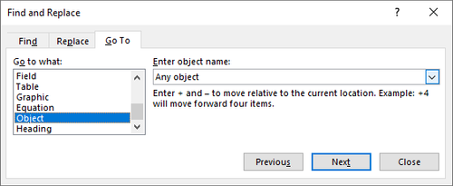 How to find embedded objects in Word