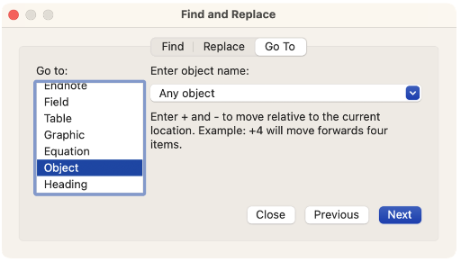 How to find embedded objects in Word