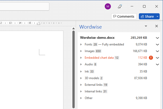 How to find embedded objects in Word