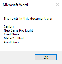 List all fonts used in a document and easily replace fonts in Word