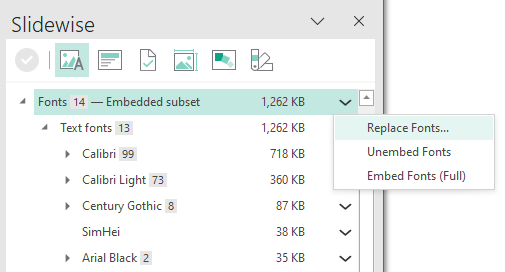 List all fonts in a presentation and easily replace fonts in PowerPoint
