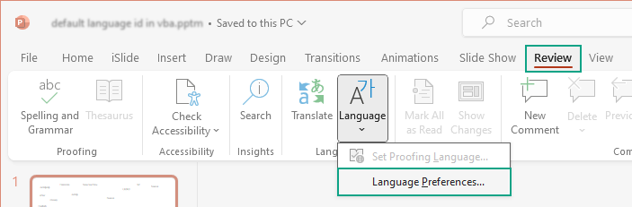 How to change language in PowerPoint