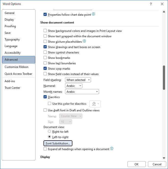 Why are fonts not displaying correctly in Word?