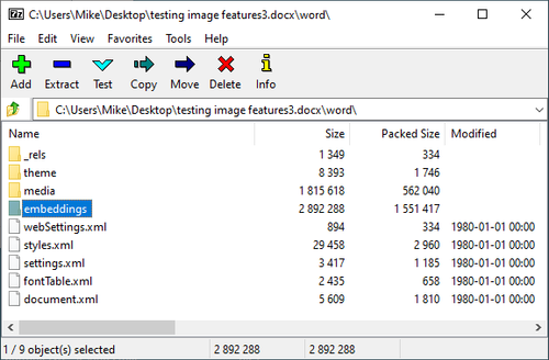 How to find embedded objects in Word