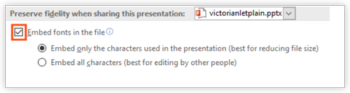 How to embed fonts in PowerPoint