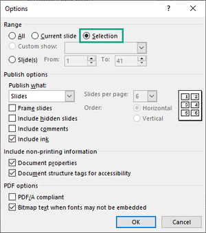 How to export selected PowerPoint slides to PDF