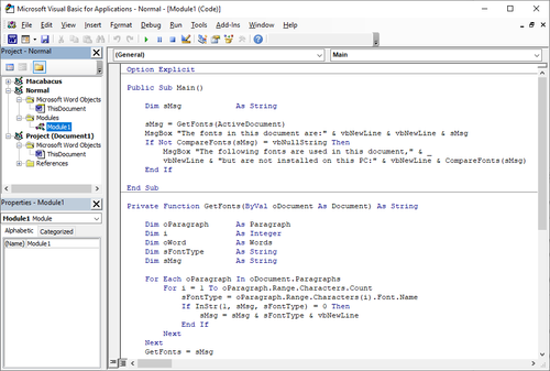 List all fonts used in a document and easily replace fonts in Word