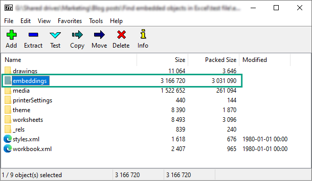 How to find embedded objects in Excel