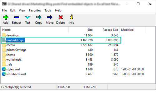 How to find embedded objects in Excel