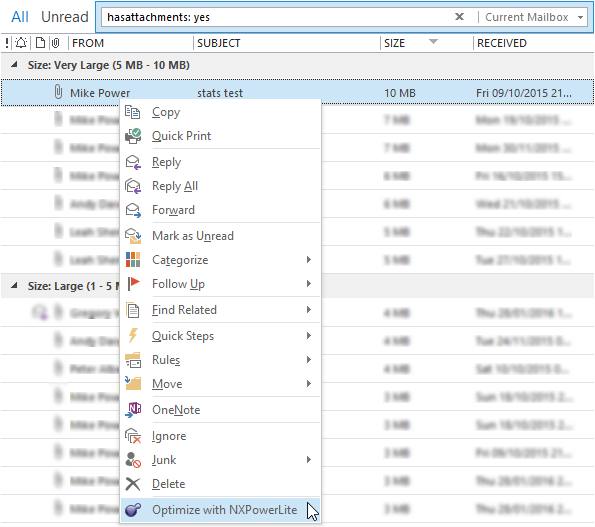 Reduce the size of your Outlook mailbox