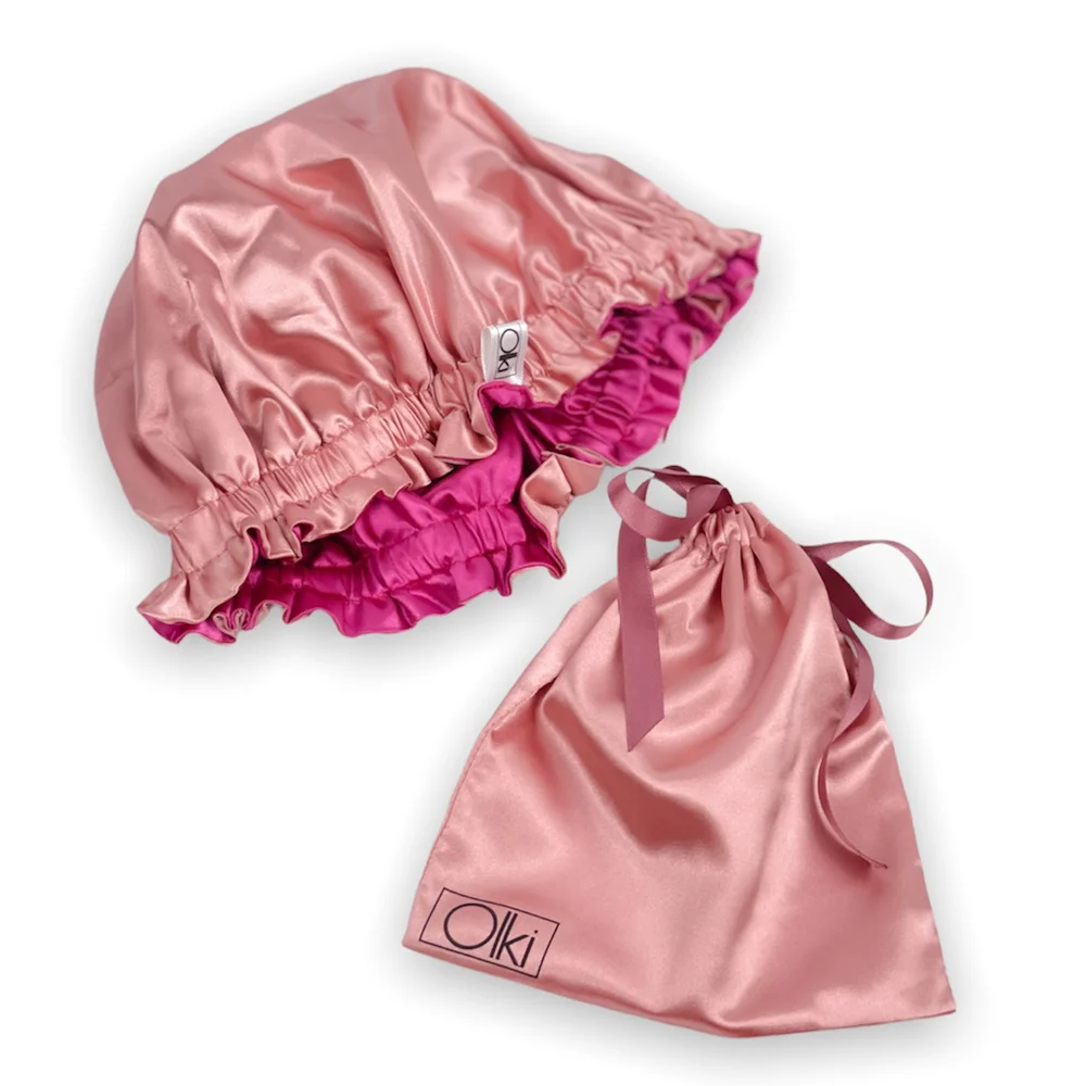 Satin Hair Bonnet (Medium, Pink/Fuchsia) – Gentle Night Protection ...