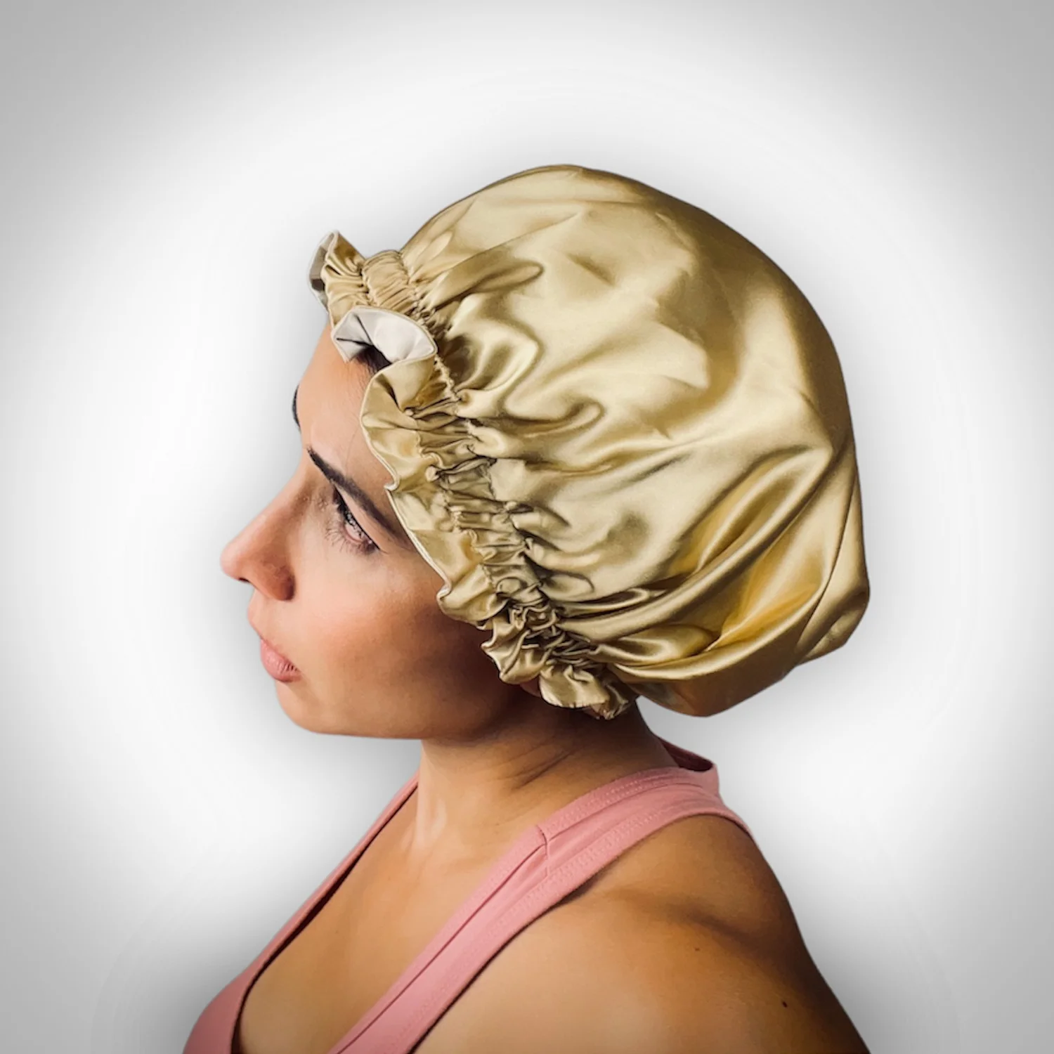 Medium Pink and Fuchsia Satin Bonnet. The Ultimate Hair Protection Solution
