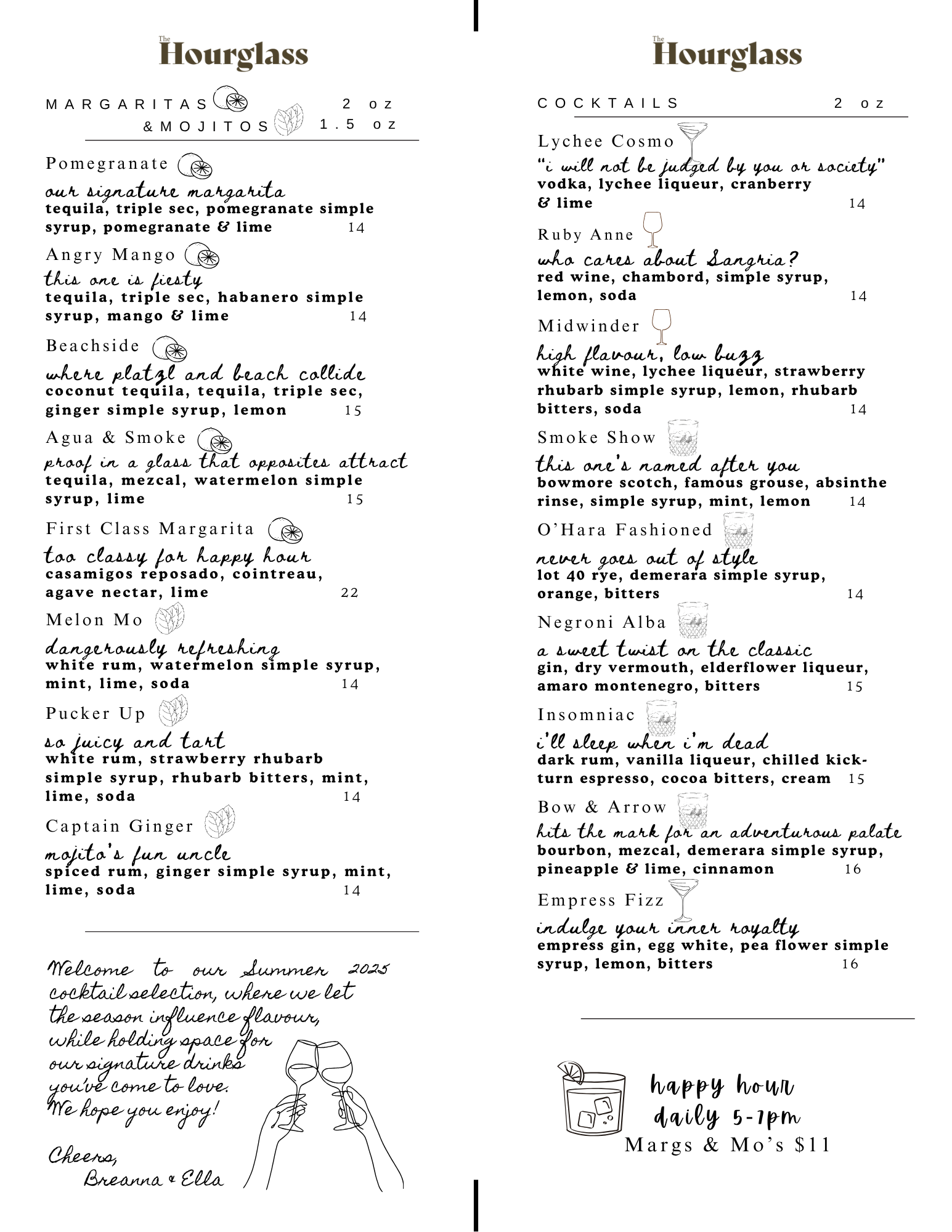 Our Menus — The Hourglass