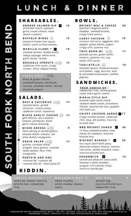 Menu — South Fork