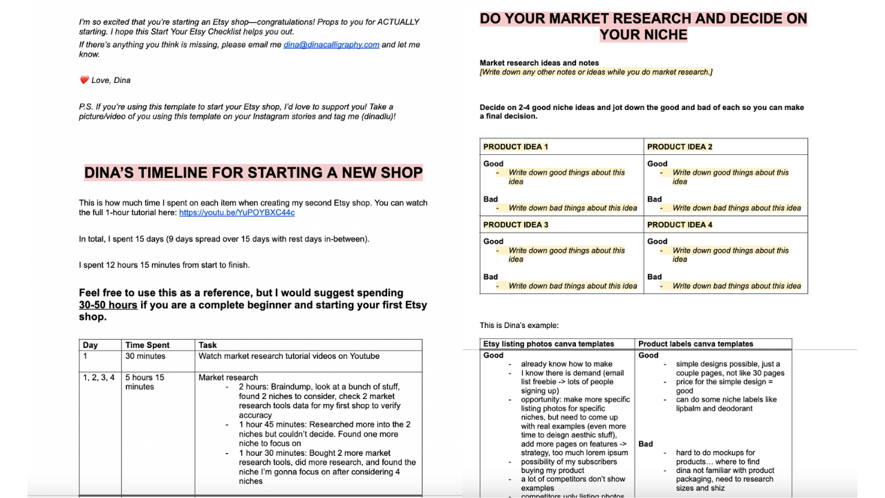 Download Start Your Etsy Checklist — Vancouver Calligrapher Dina Lu