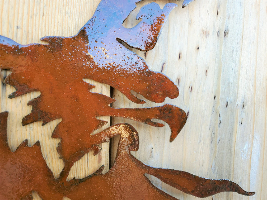 Iron Hawk Attacking — Rusted Desert Metal Art