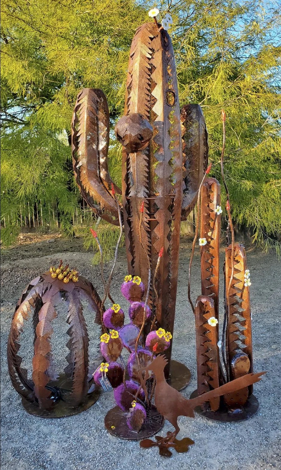 Outdoor Metal Cactus Sculptures