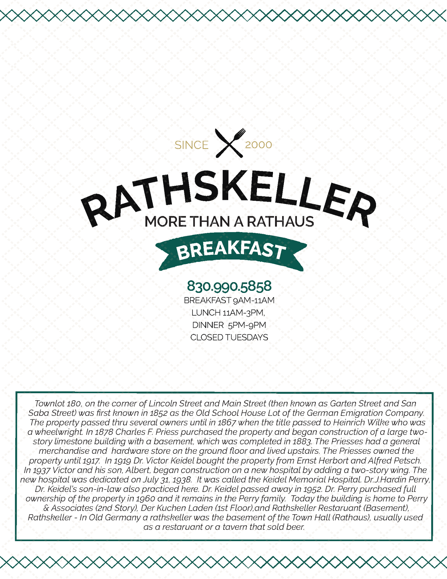 Menu 1 — Rathskeller Bistro