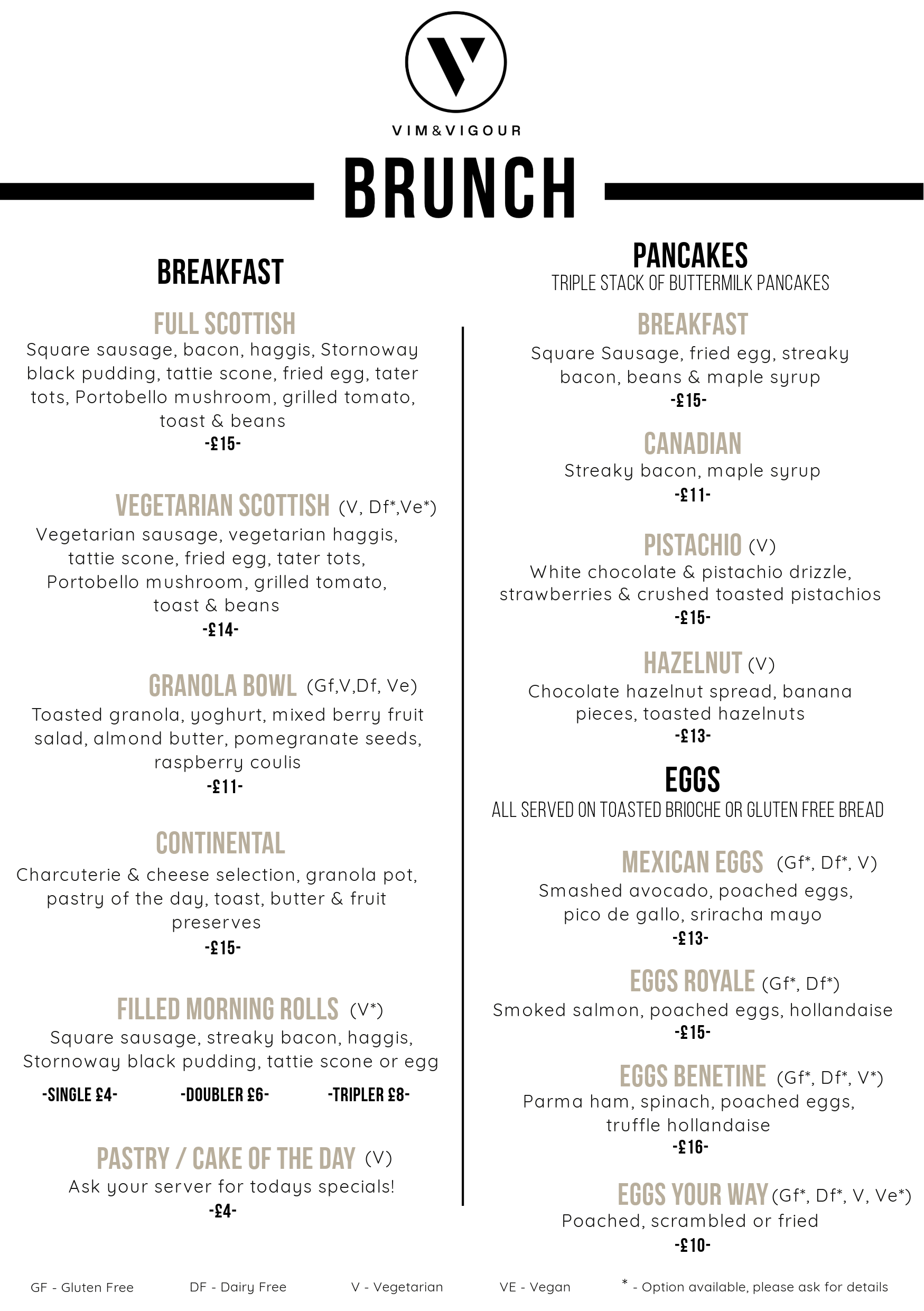 Brunch Menu — Vim & Vigour