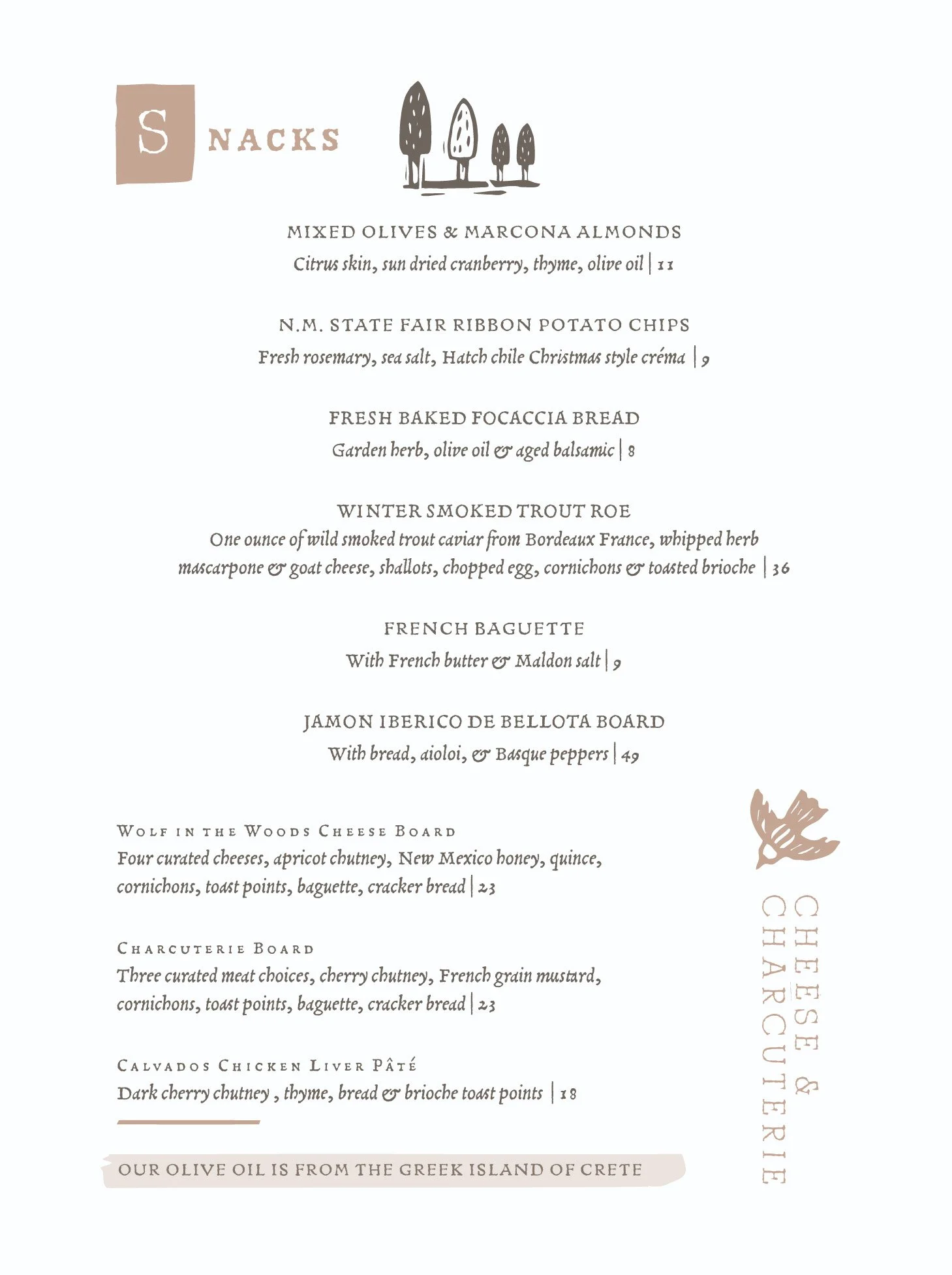 Menus — Wolf in the Woods