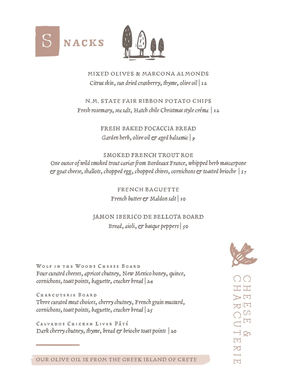 Menus — Wolf in the Woods
