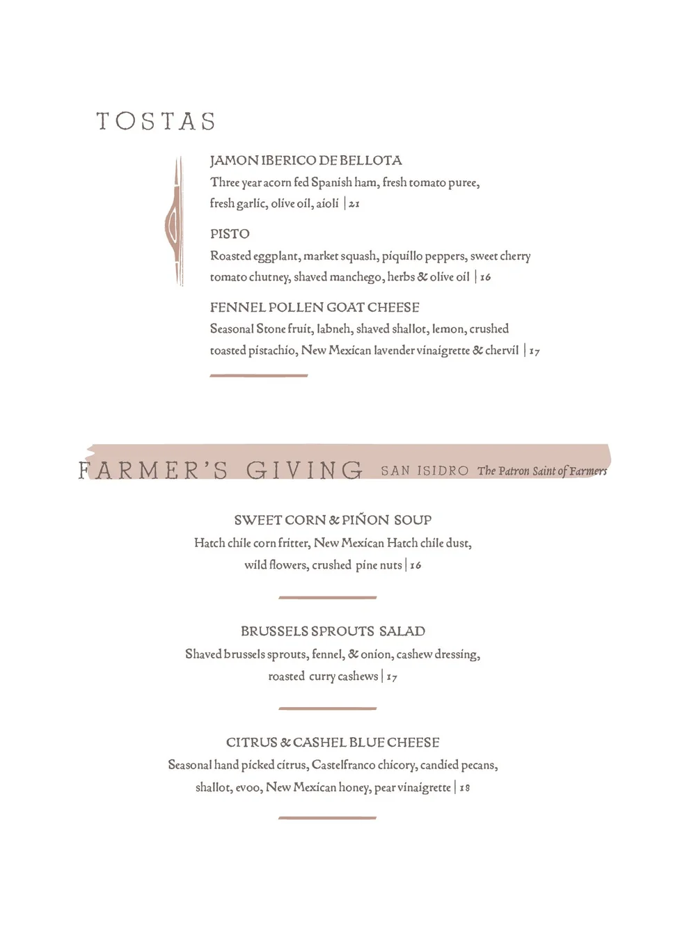 Menus — Wolf in the Woods