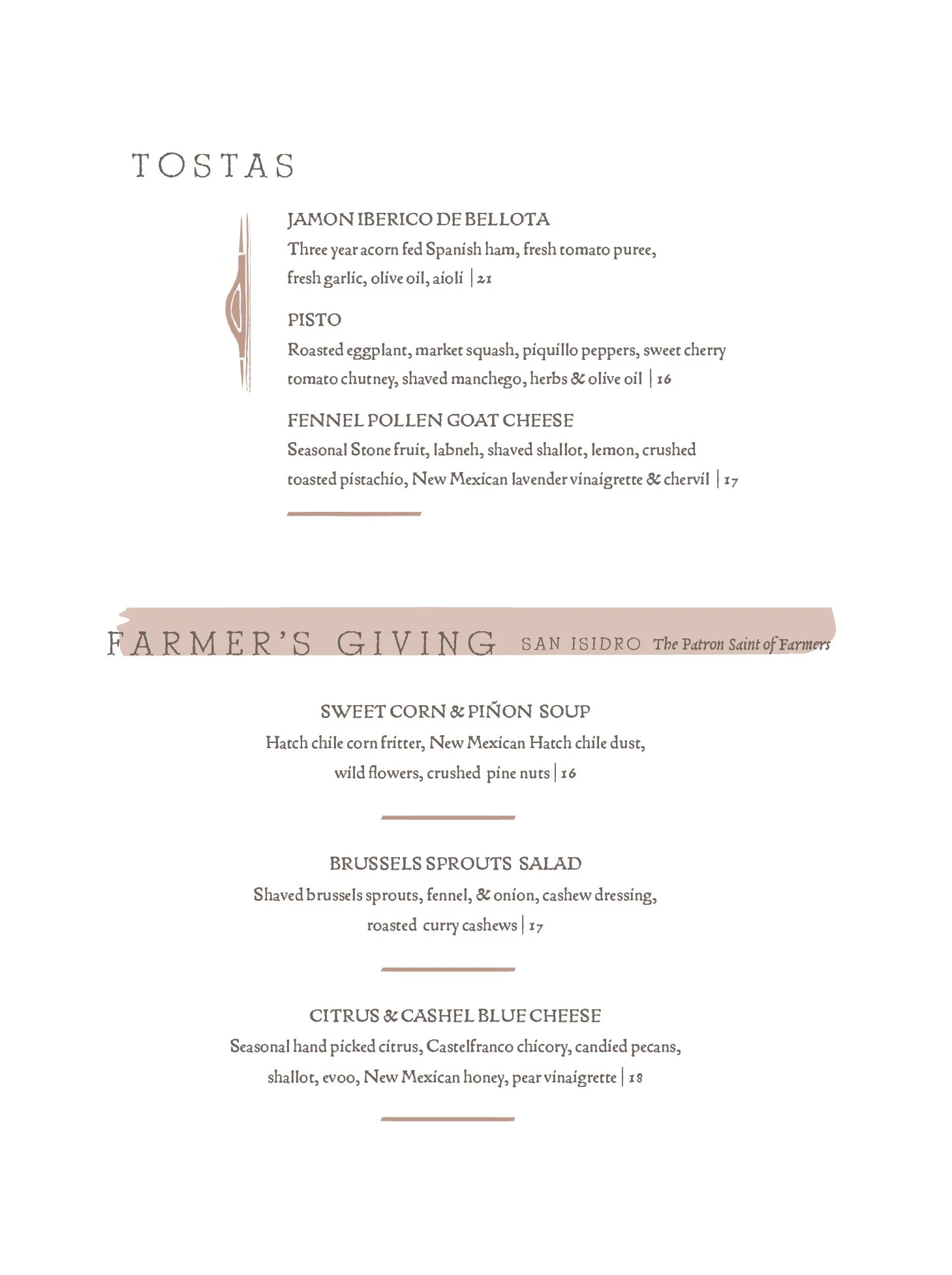 Menus — Wolf in the Woods