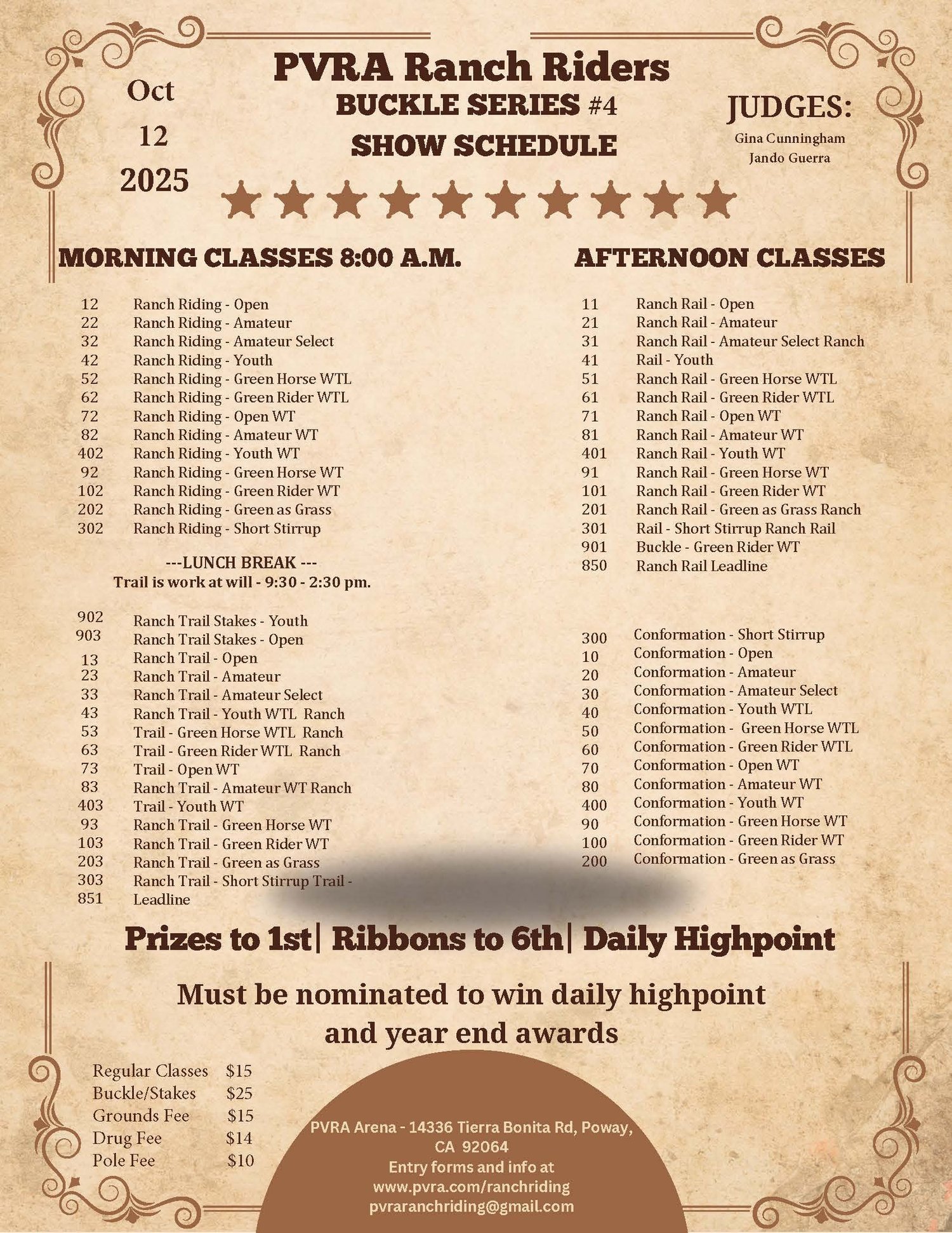 PVRA Ranch Riding Shows — Poway Valley Riders Association